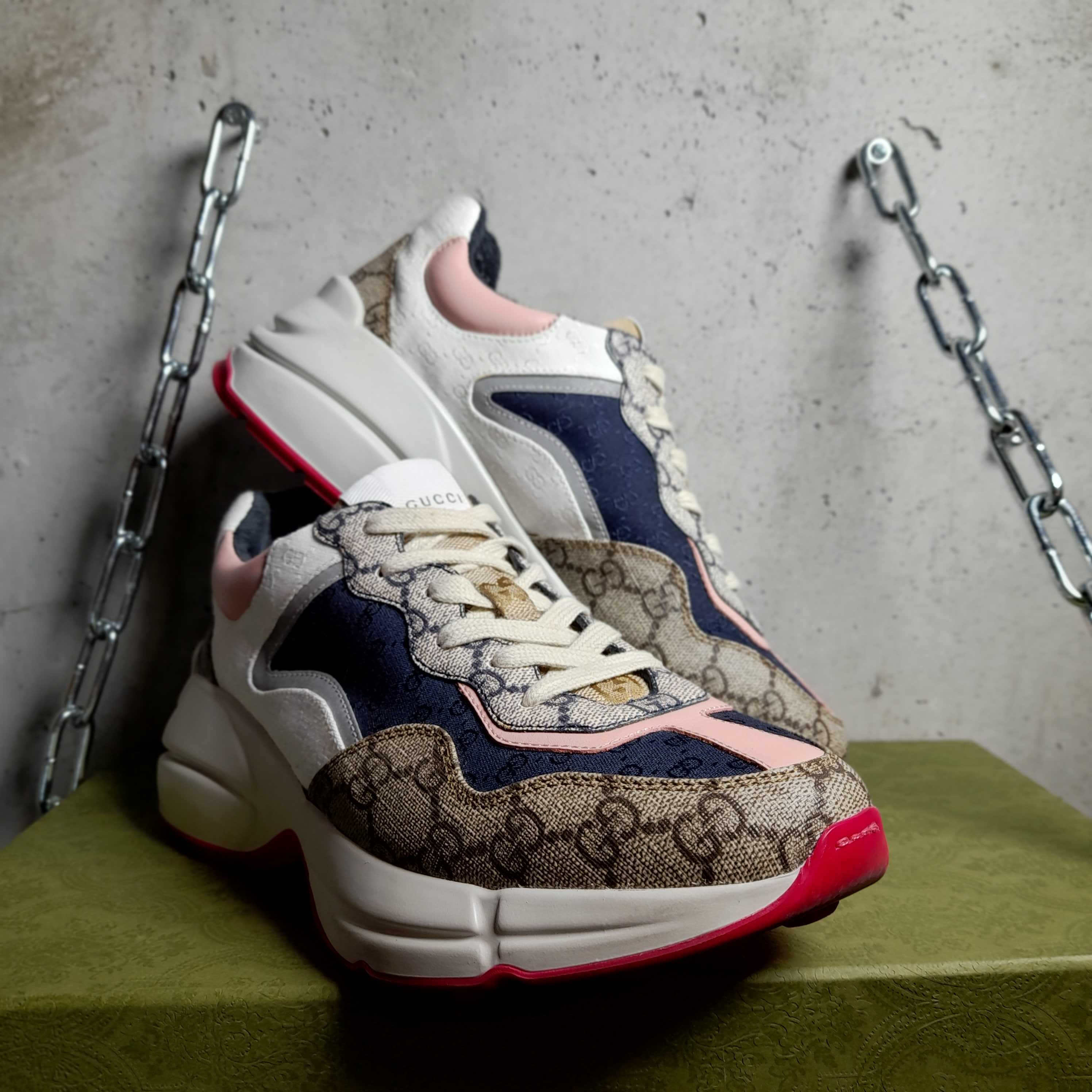 Gucci Rhyton Monogram Pink Strigaskór (38) - Attikk